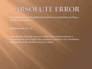 Errors in Chemical Analysis and Sampling | PPTX