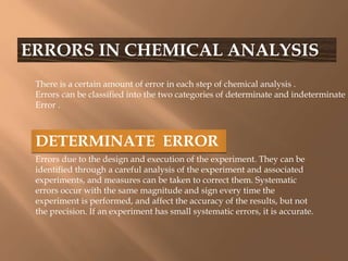 Errors in Chemical Analysis and Sampling | PPTX | Chemistry | Science