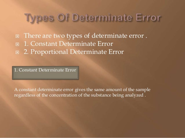 Errors in chemical analysis Errors in chemical analysis
