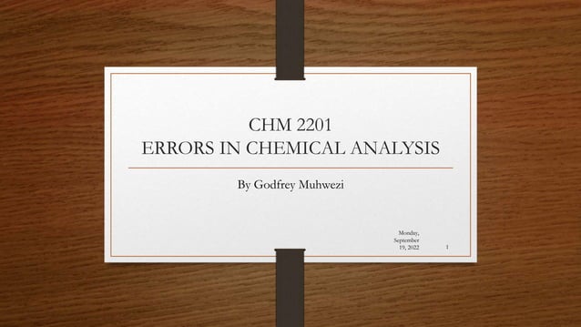 Errors In Chemical Analysis Lecture 3 Pptx Chemistry Science