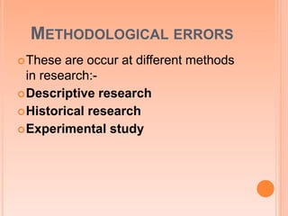 Errors in conducting research | PPTX