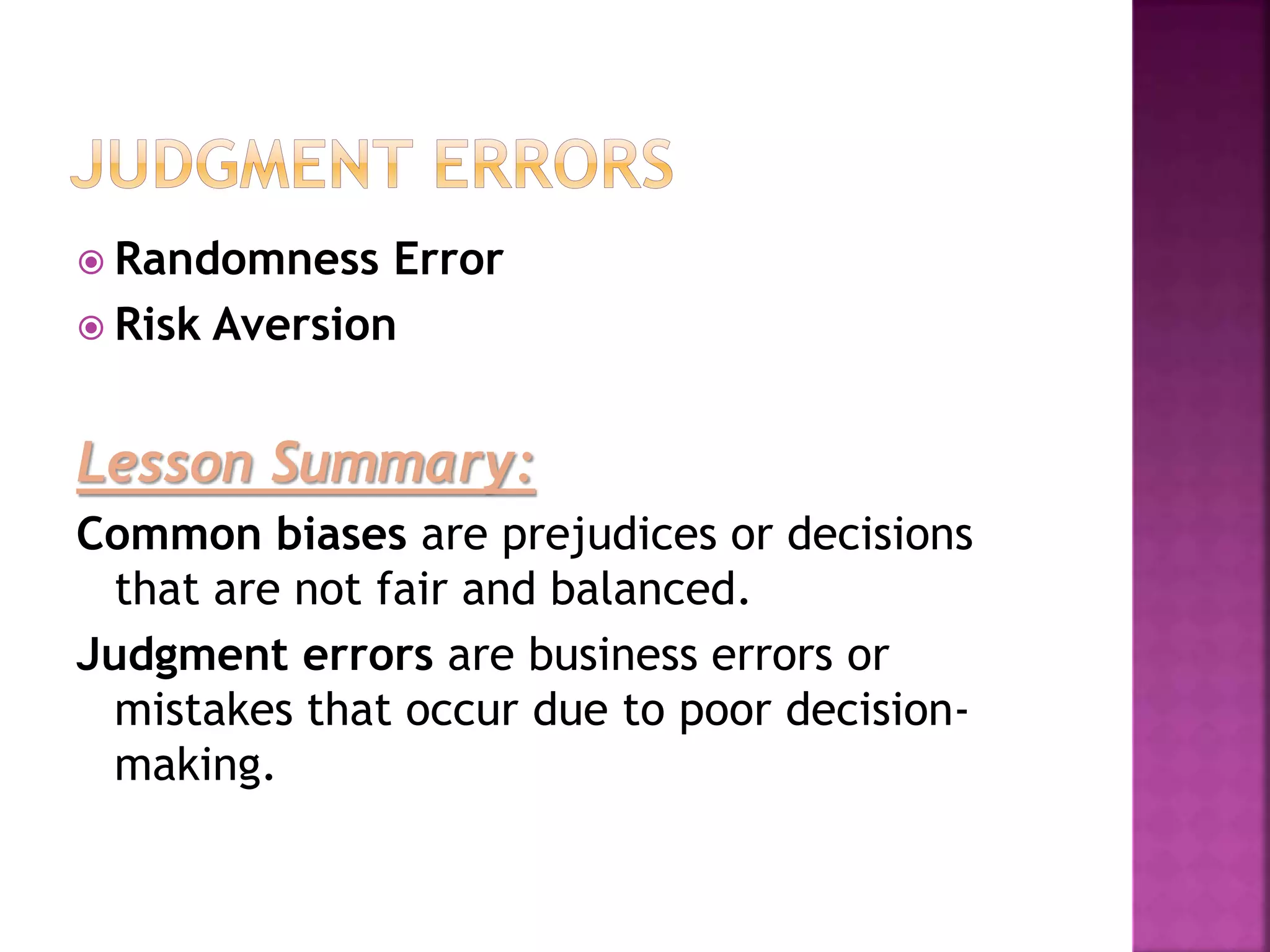 Errors in decision making | PPTX