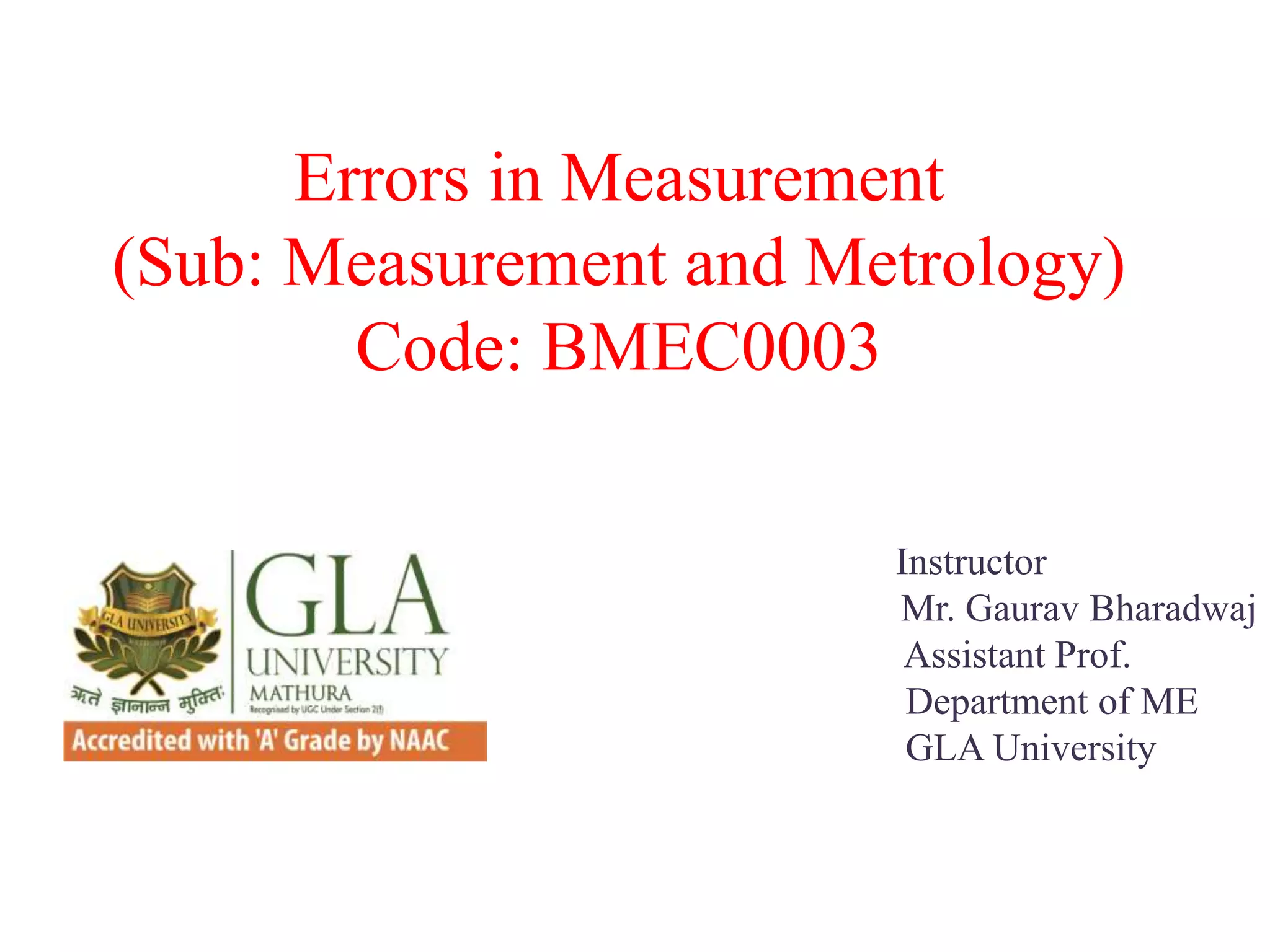 Errors in measurement | PPTX