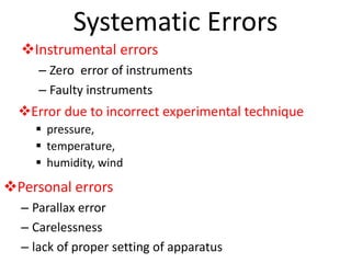 ERRORS IN EXPERIMENTAL MEASUREMENTS IN SCIENCE | PPT