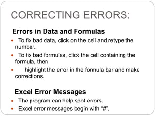 Errors in ms excel | PPTX