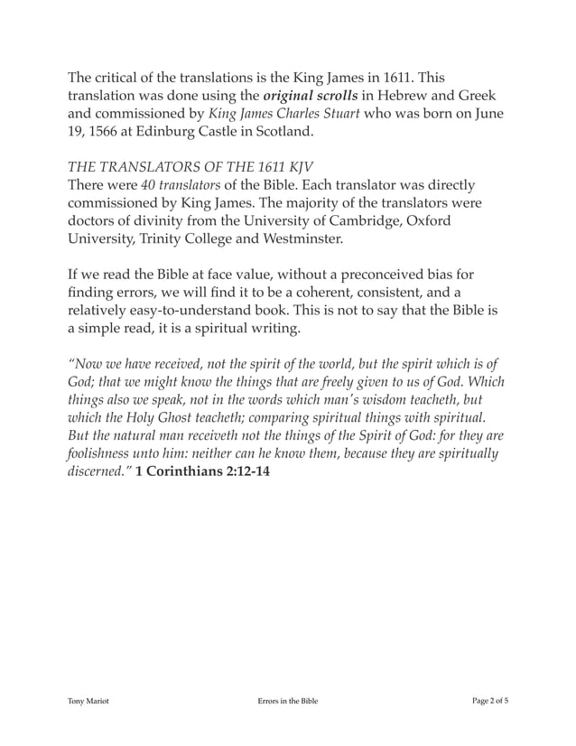 Errors in the King James Bible | PDF | Christianity | Religion ...
