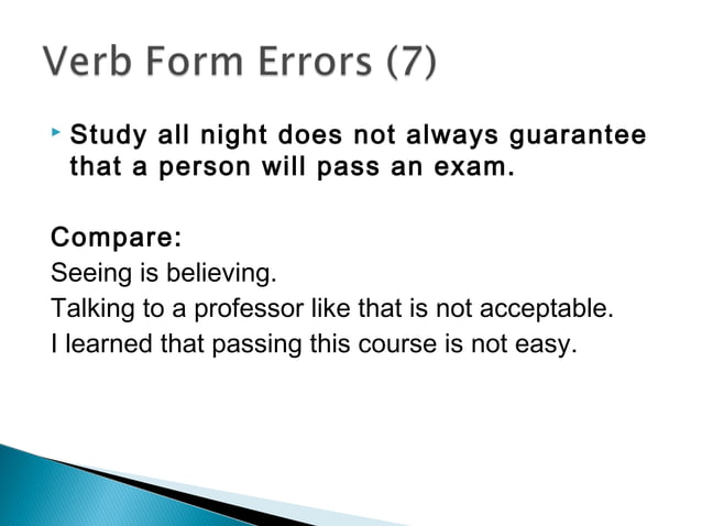 Errors in verb forms | PPT