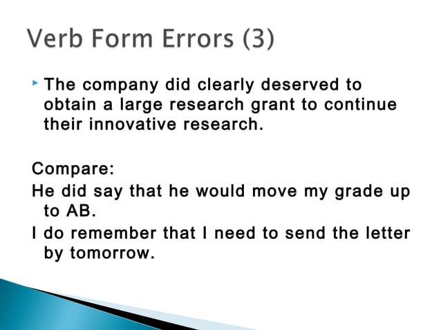 Errors in verb forms | PPT