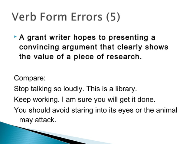 Errors in verb forms | PPT