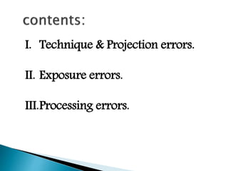 Errors of dental radiography | PPTX