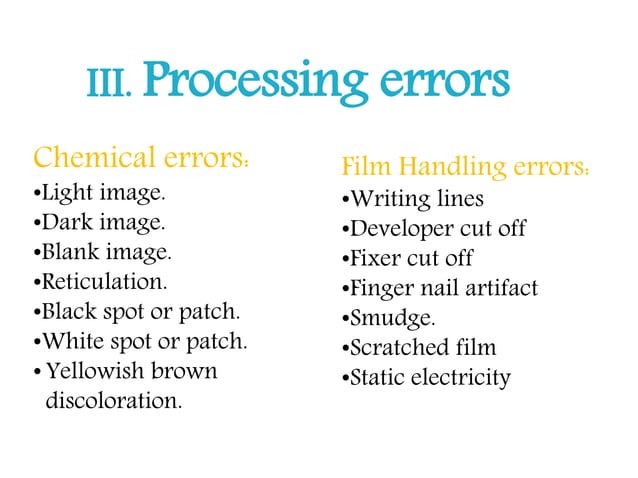 Errors of dental radiography | PPTX