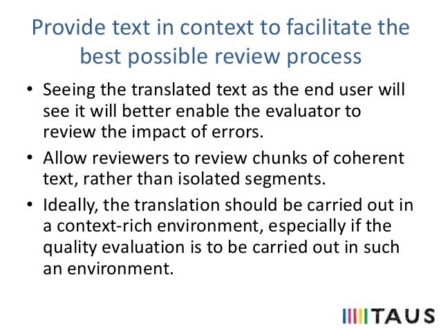 TAUS Best Practices Error Typology Guidelines TAUS Best Practices Error Typology Guidelines