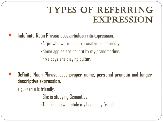 Reference, Sense, and Referring Expression in Semantics | PPT