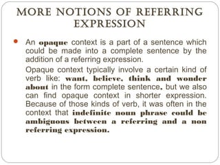 Reference, Sense, and Referring Expression in Semantics | PPT