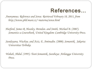 Reference, Sense, and Referring Expression in Semantics | PPT