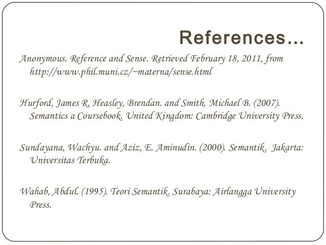 Reference, Sense, and Referring Expression in Semantics