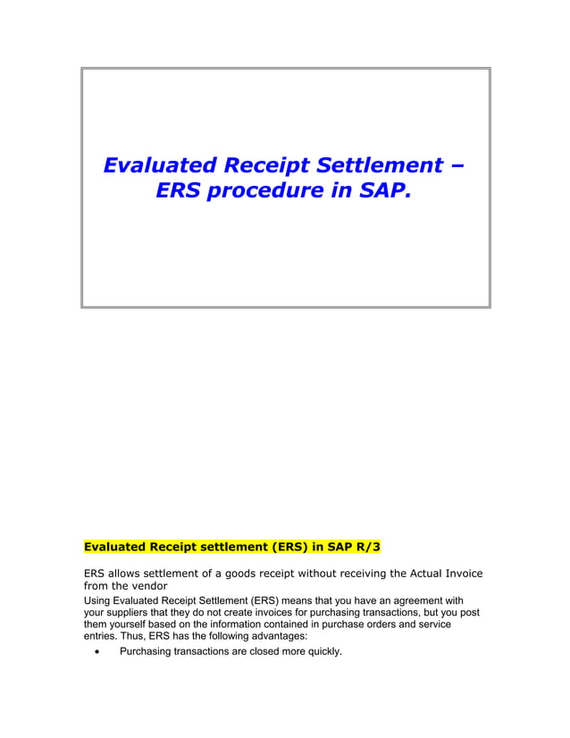 Ers sap | DOC | Logistics | Business