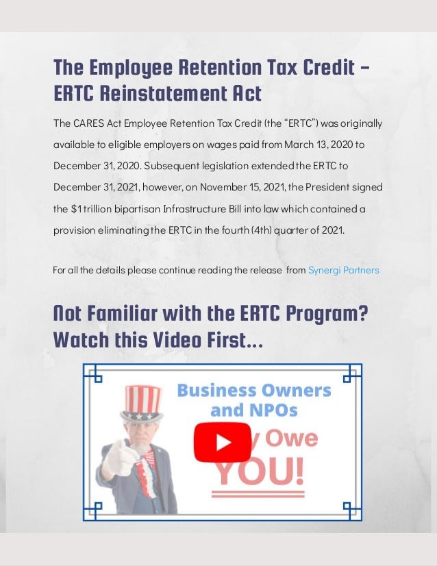 ERTC Reinstatement Act | PDF