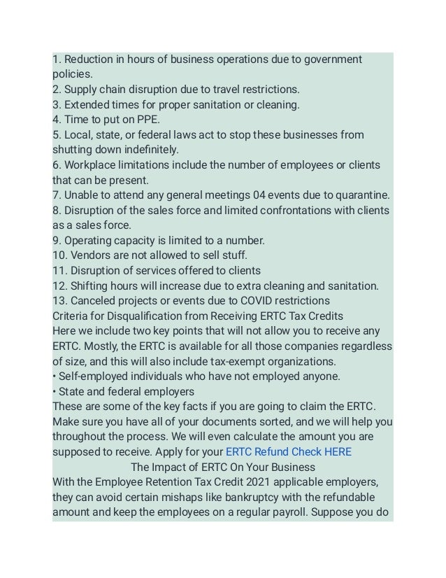 Apply For ERTC | Get The Employee Retention Tax Credit | PDF