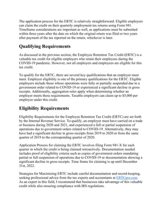 ERTC Funding | PDF