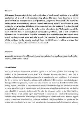 Application of local search methods for solving a quadratic assignment problem: A case study | PDF