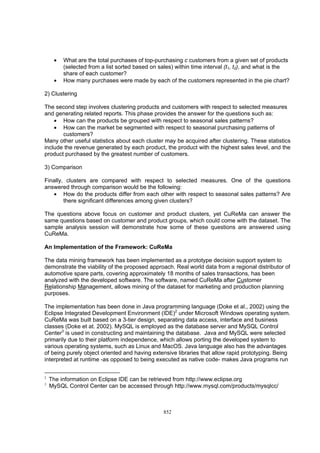 Visual and analytical mining of sales transaction data for production ...