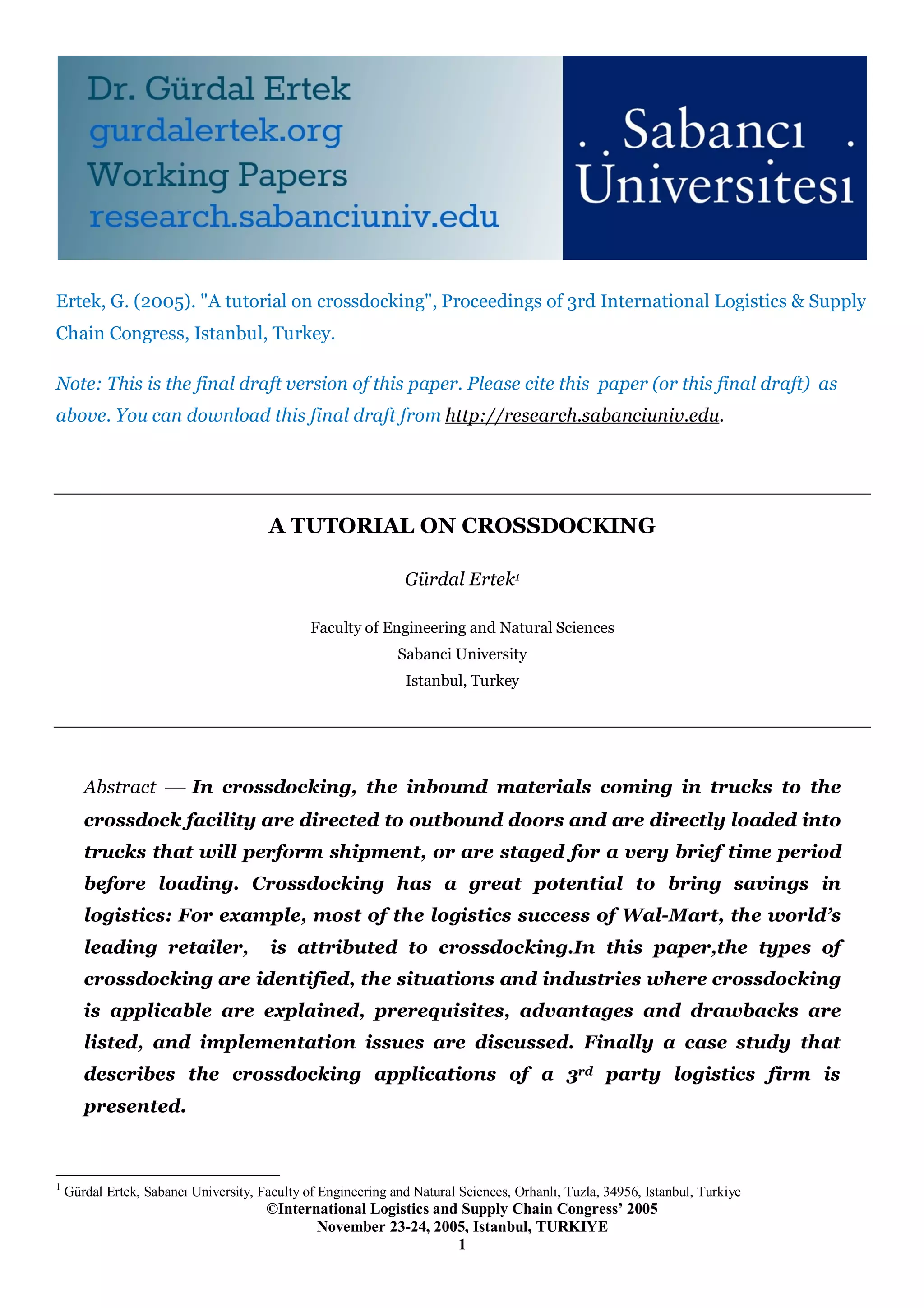 A tutorial on crossdocking | PDF