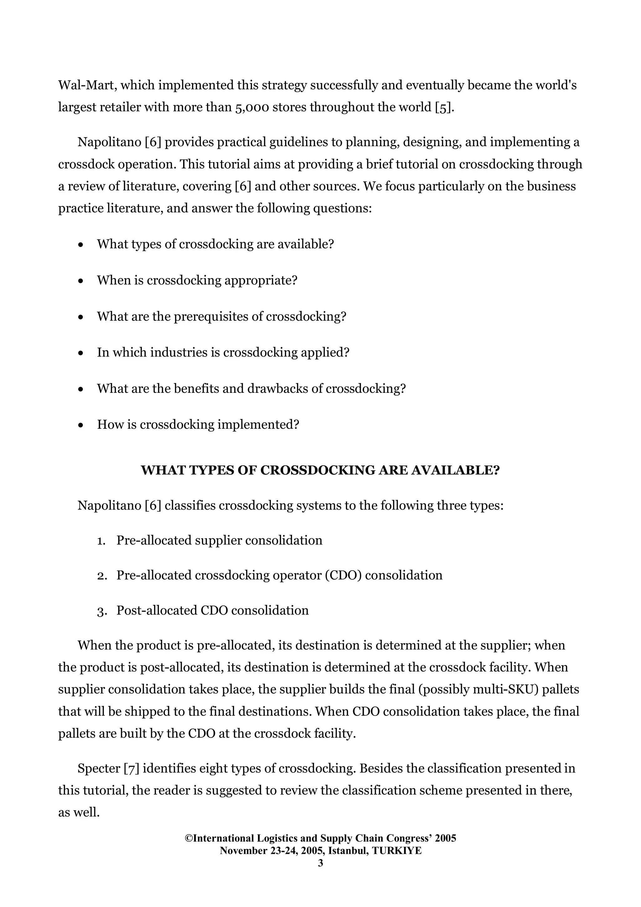 A tutorial on crossdocking | PDF