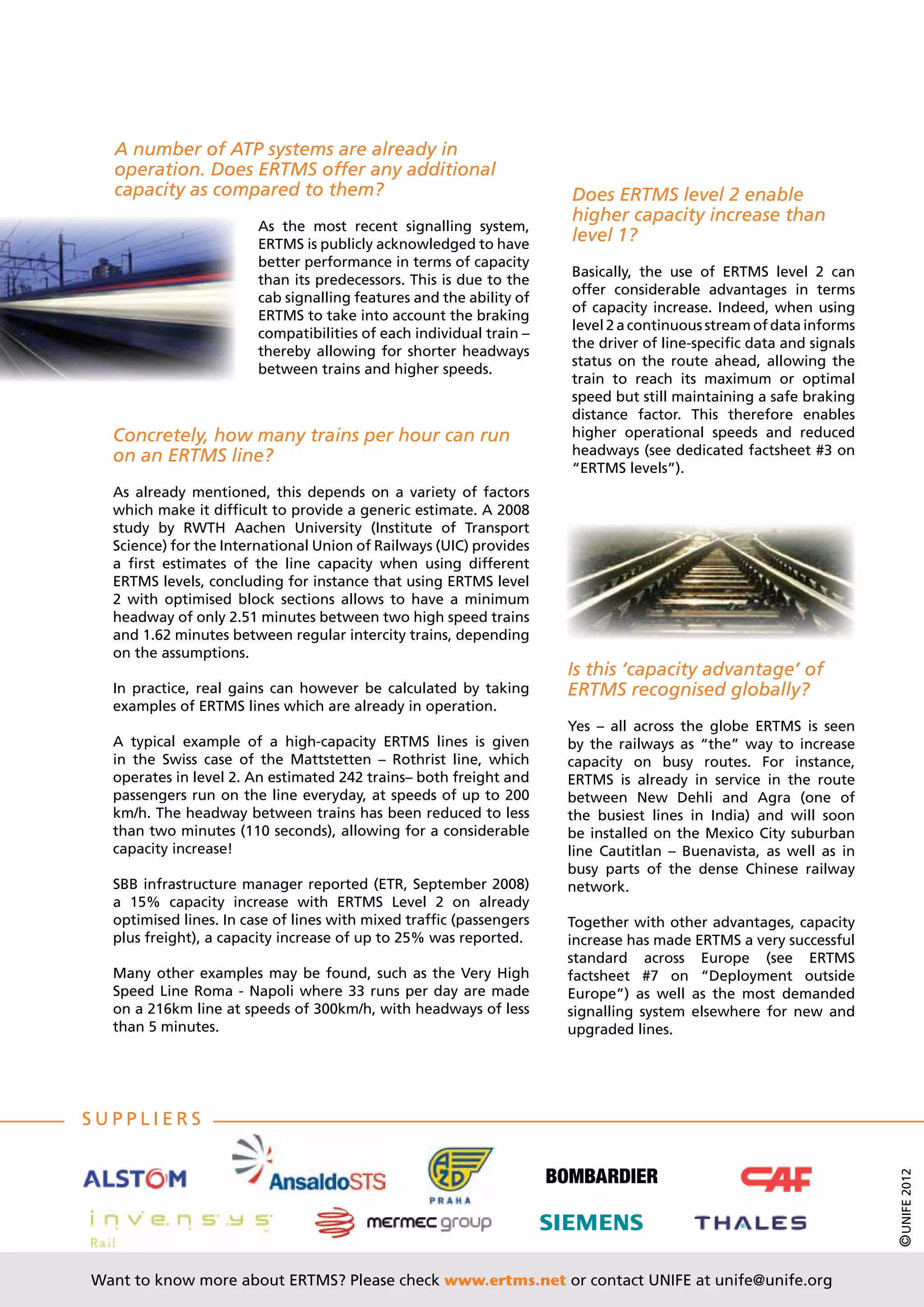 ERTMS Fact Sheet 10 - Increasing infrastructure capacity | PDF