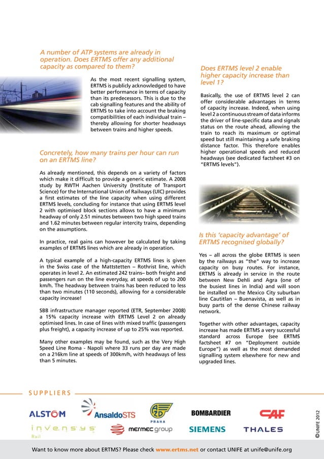 ERTMS Fact Sheet 10 - Increasing infrastructure capacity | PDF