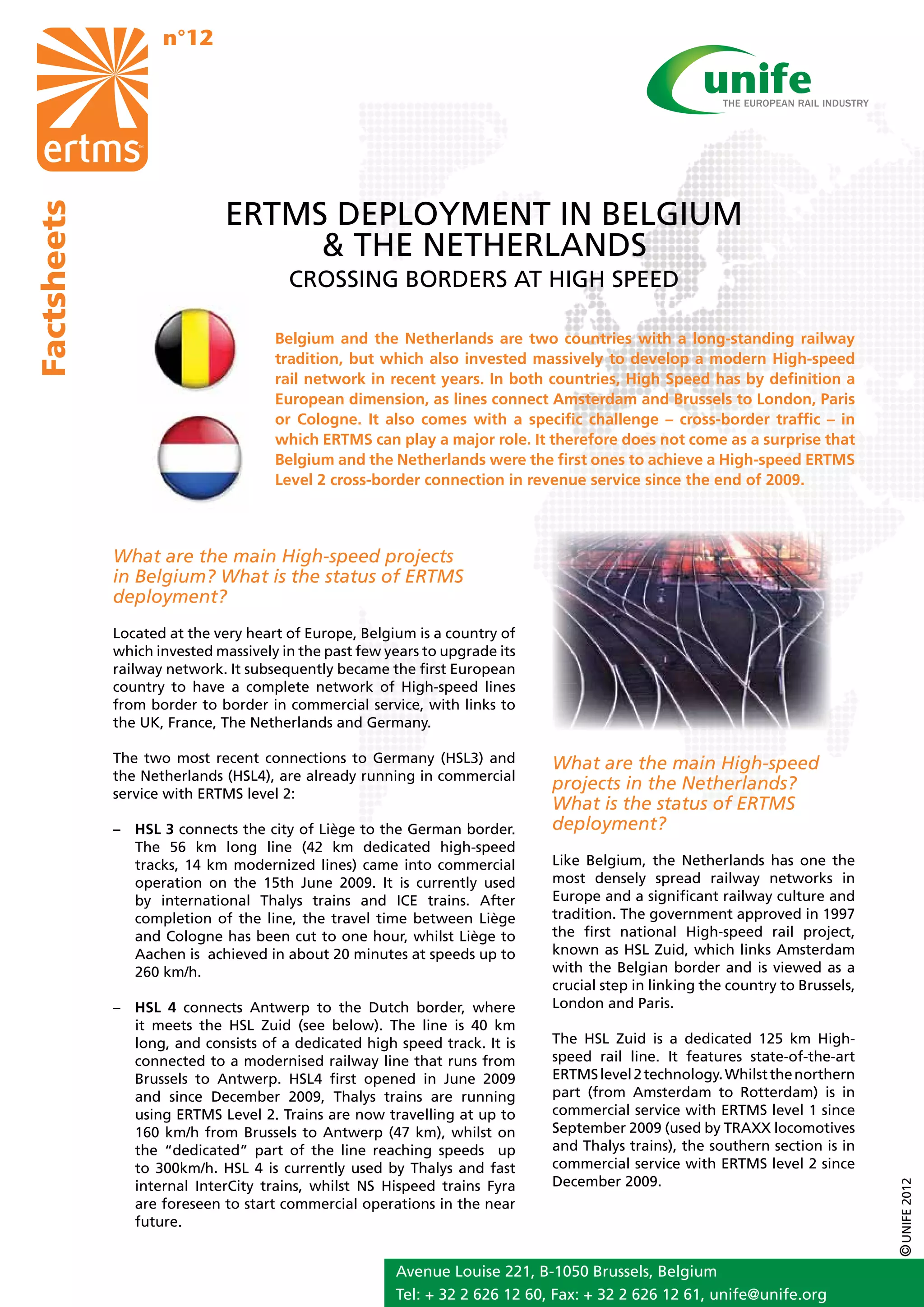 ERTMS Fact Sheet 12 - ERTMS deployment in Belgium & The Netherlands | PDF