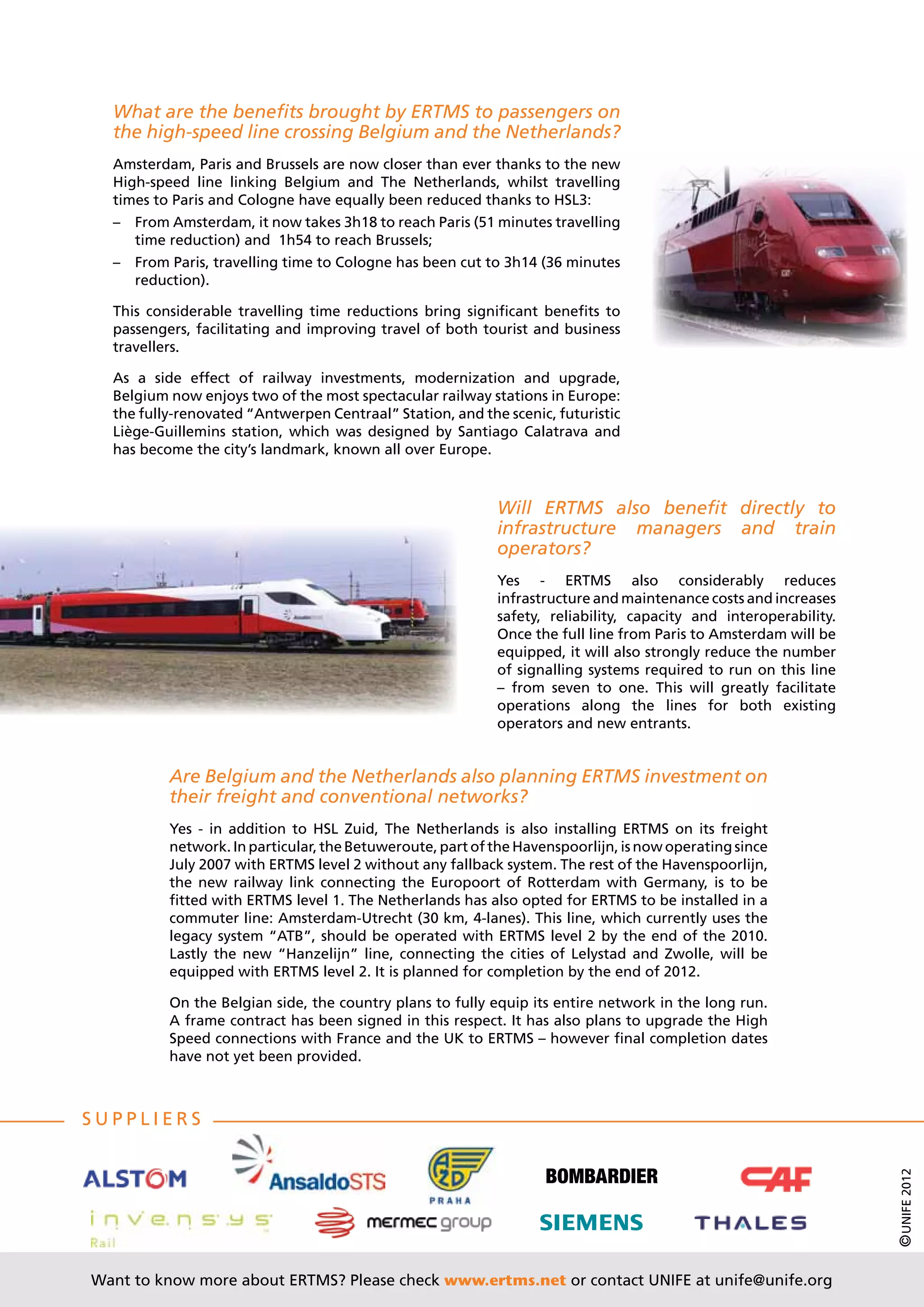 ERTMS Fact Sheet 12 - ERTMS deployment in Belgium & The Netherlands | PDF