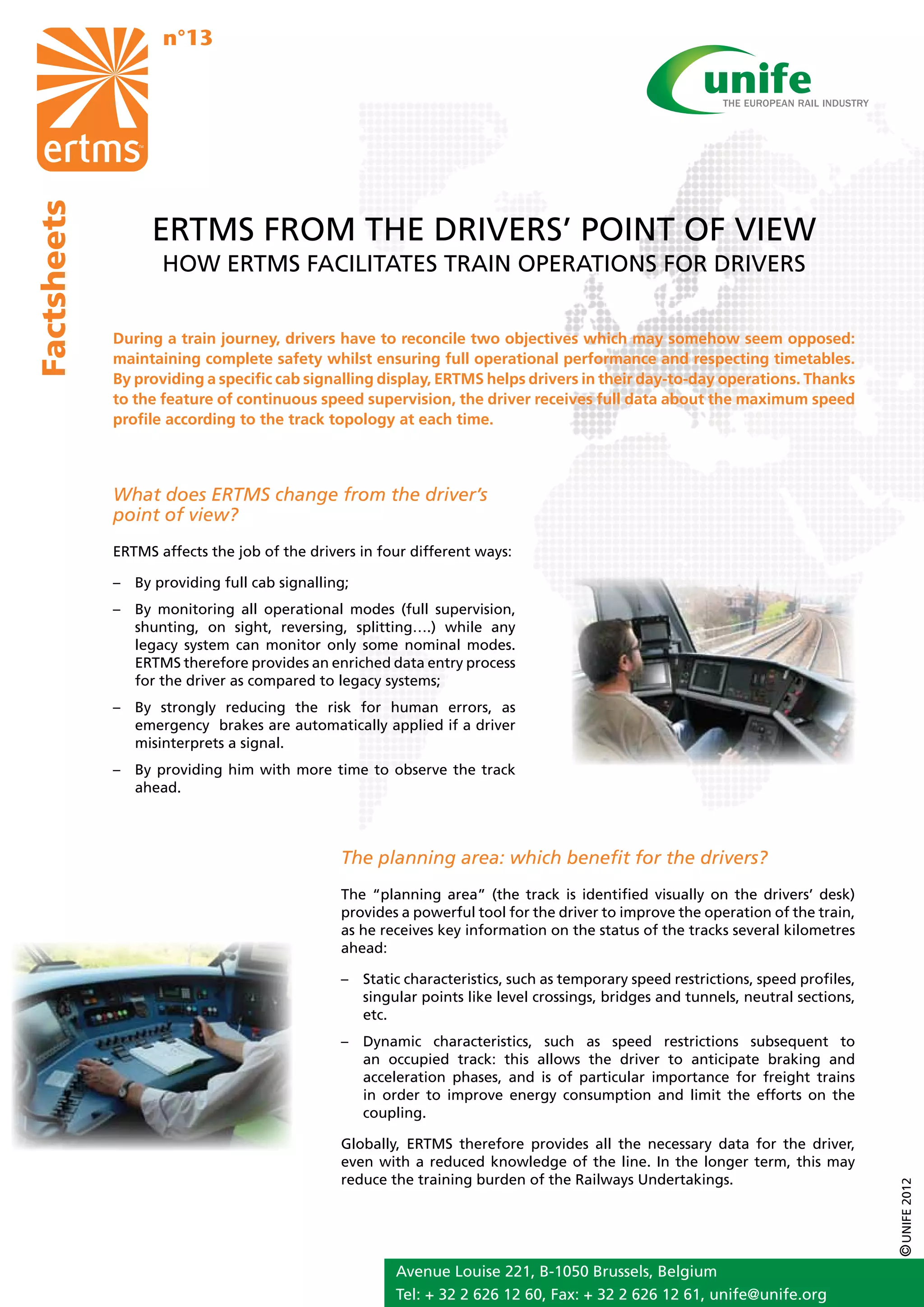 ERTMS Fact Sheet 13 - ERTMS from the drivers’ point of view | PDF