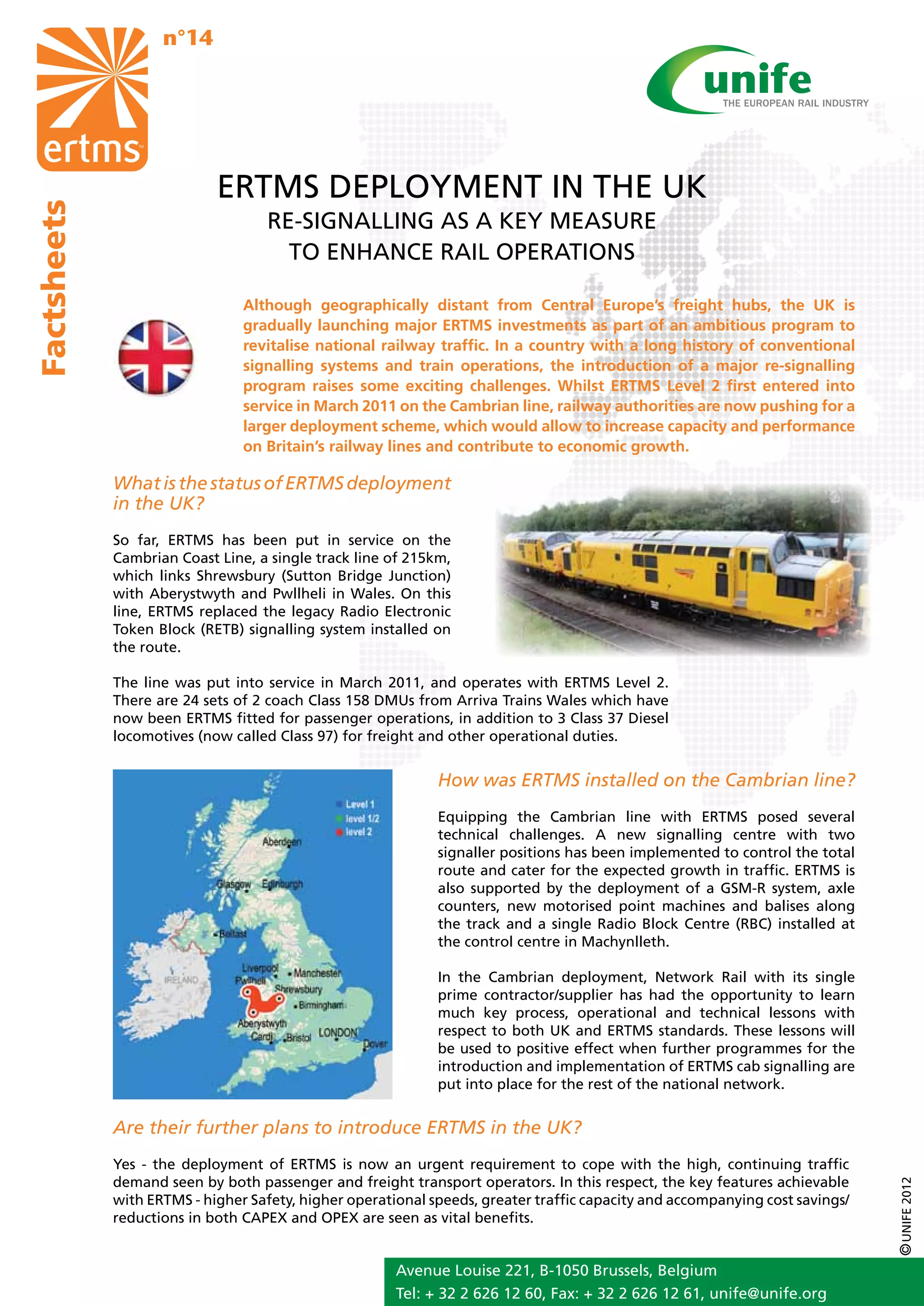 ERTMS Fact Sheet 14 - ERTMS deployment in the UK | PDF