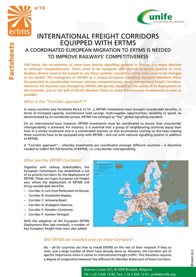 ERTMS Fact Sheet 15 - International freight corridors equipped with ...