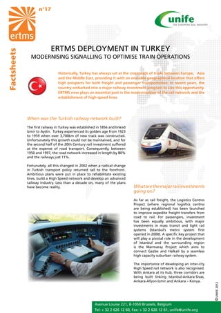 ERTMS Fact Sheet 17 - ERTMS deployment in Turkey | PDF