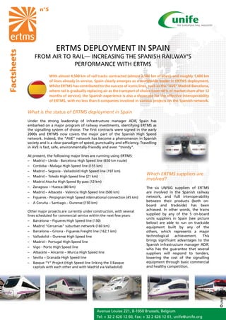 ERTMS Fact Sheet 5 - ERTMS deployment in Spain | PDF