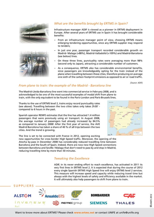 ERTMS Fact Sheet 5 - ERTMS deployment in Spain | PDF