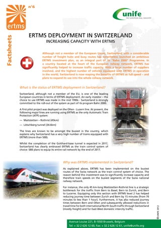 ERTMS Fact Sheet 6 - ERTMS deployment in Switzerland | PDF