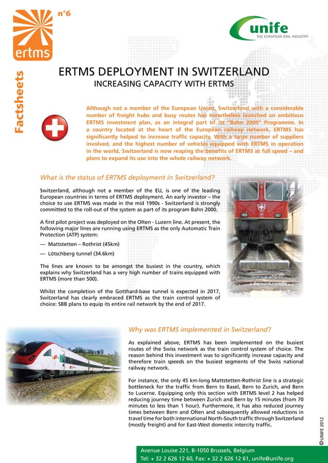 ERTMS Fact Sheet 6 - ERTMS deployment in Switzerland | PDF