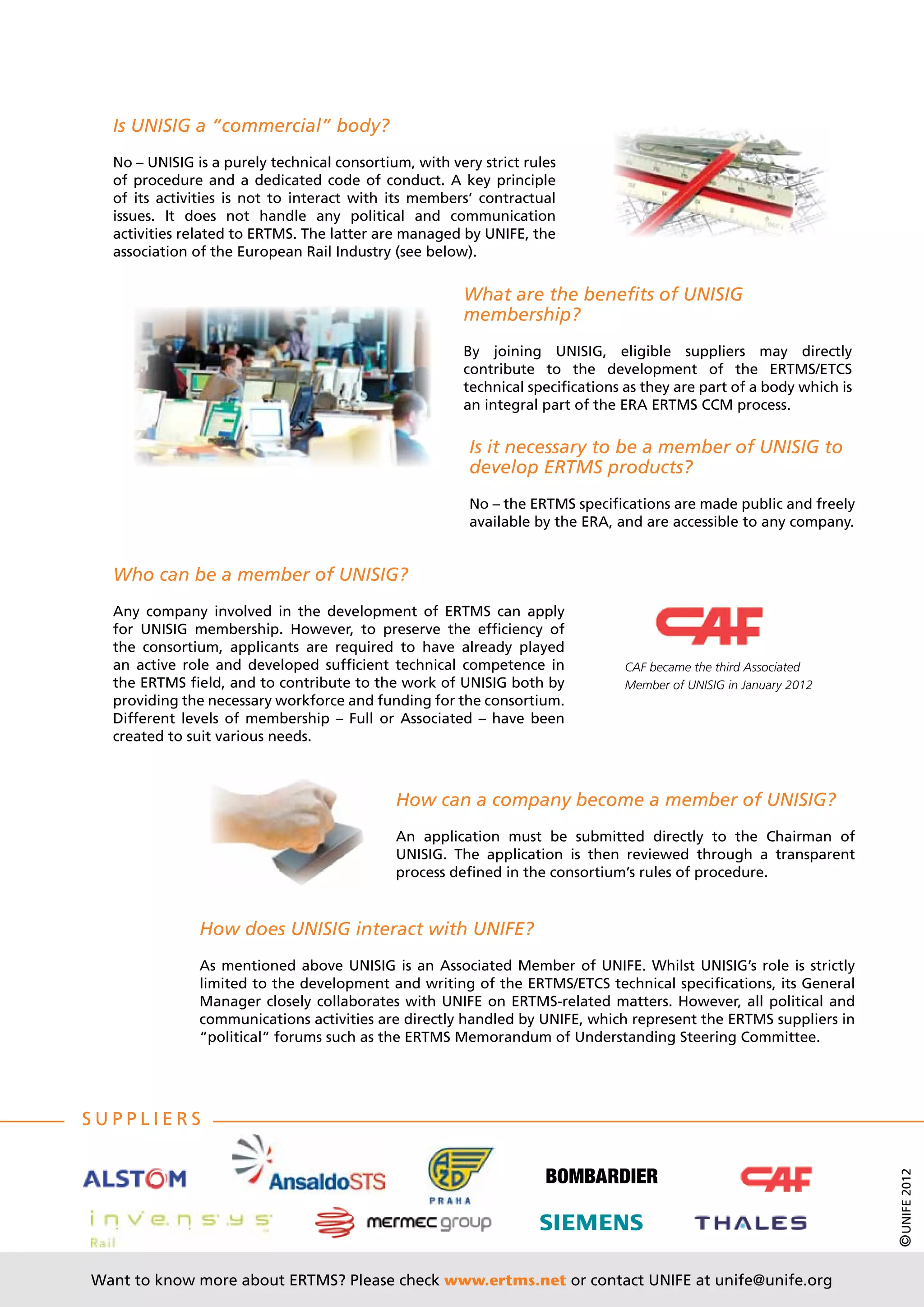 ERTMS Fact Sheet 8 - UNISIG- an industrial consortium to develop ertms ...