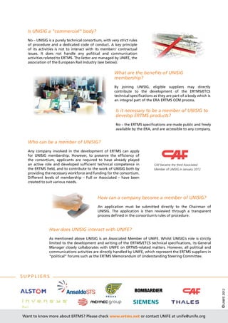 ERTMS Fact Sheet 8 - UNISIG- an industrial consortium to develop ertms ...