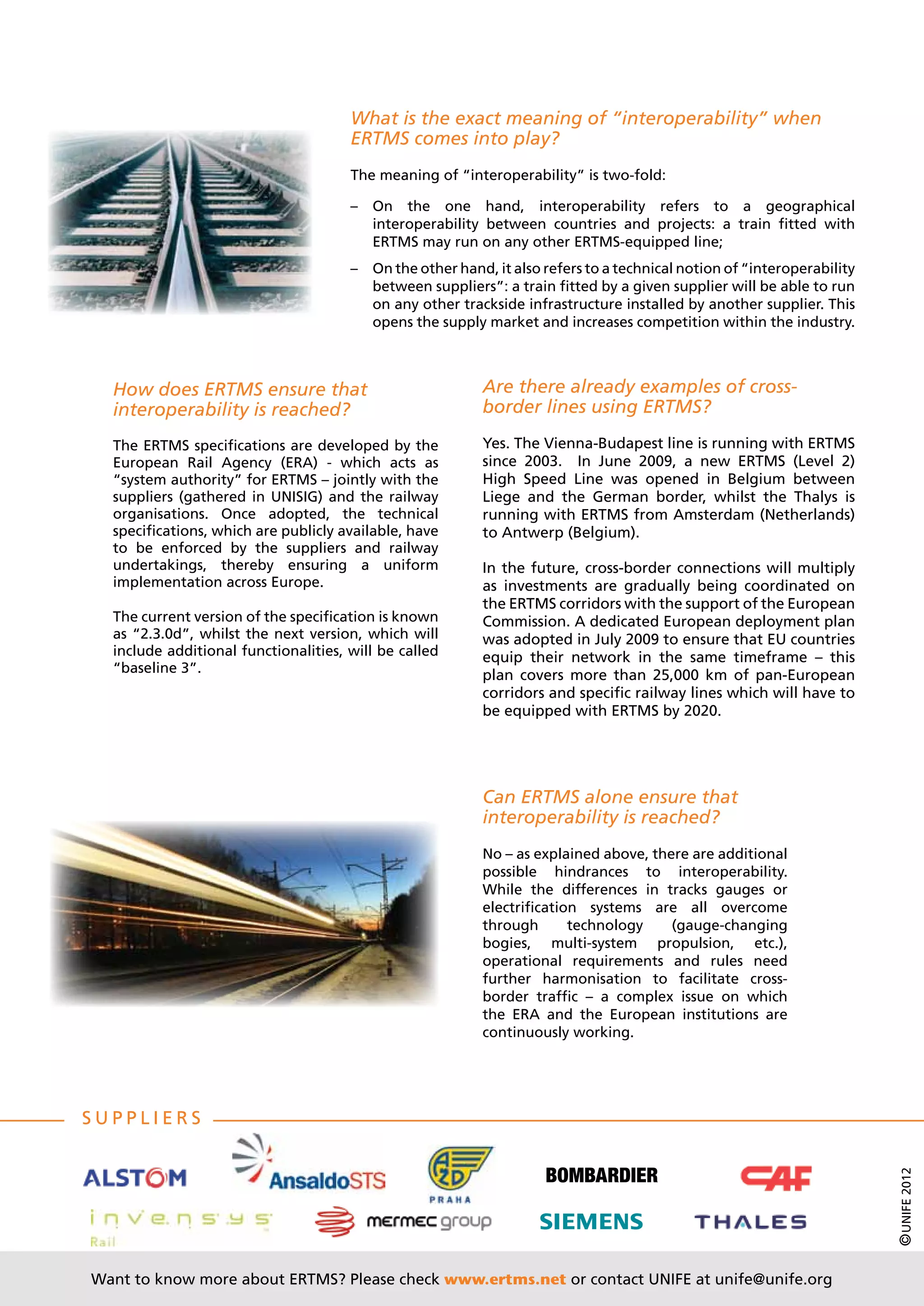 ERTMS Fact Sheet 9 - A unique signalling system for Europe | PDF