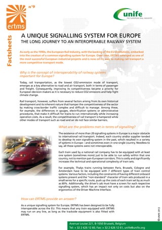 ERTMS Fact Sheet 9 - A unique signalling system for Europe | PDF