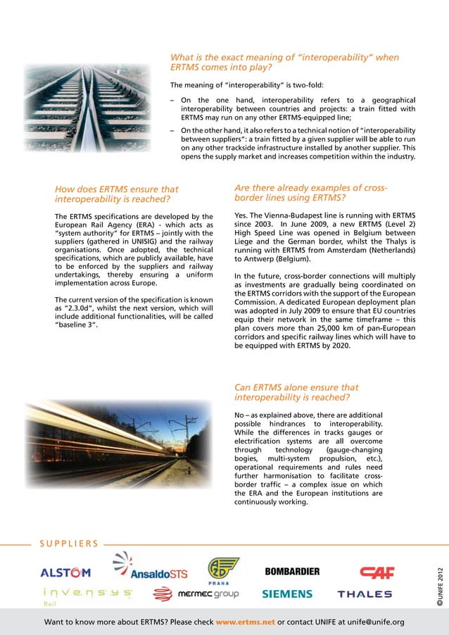 ERTMS Fact Sheet 9 - A unique signalling system for Europe | PDF