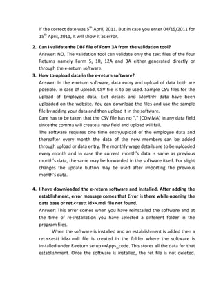 EPF E Return FAQ | PDF