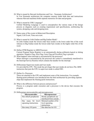 embeddeed real time systems 2 mark questions and answers | DOCX