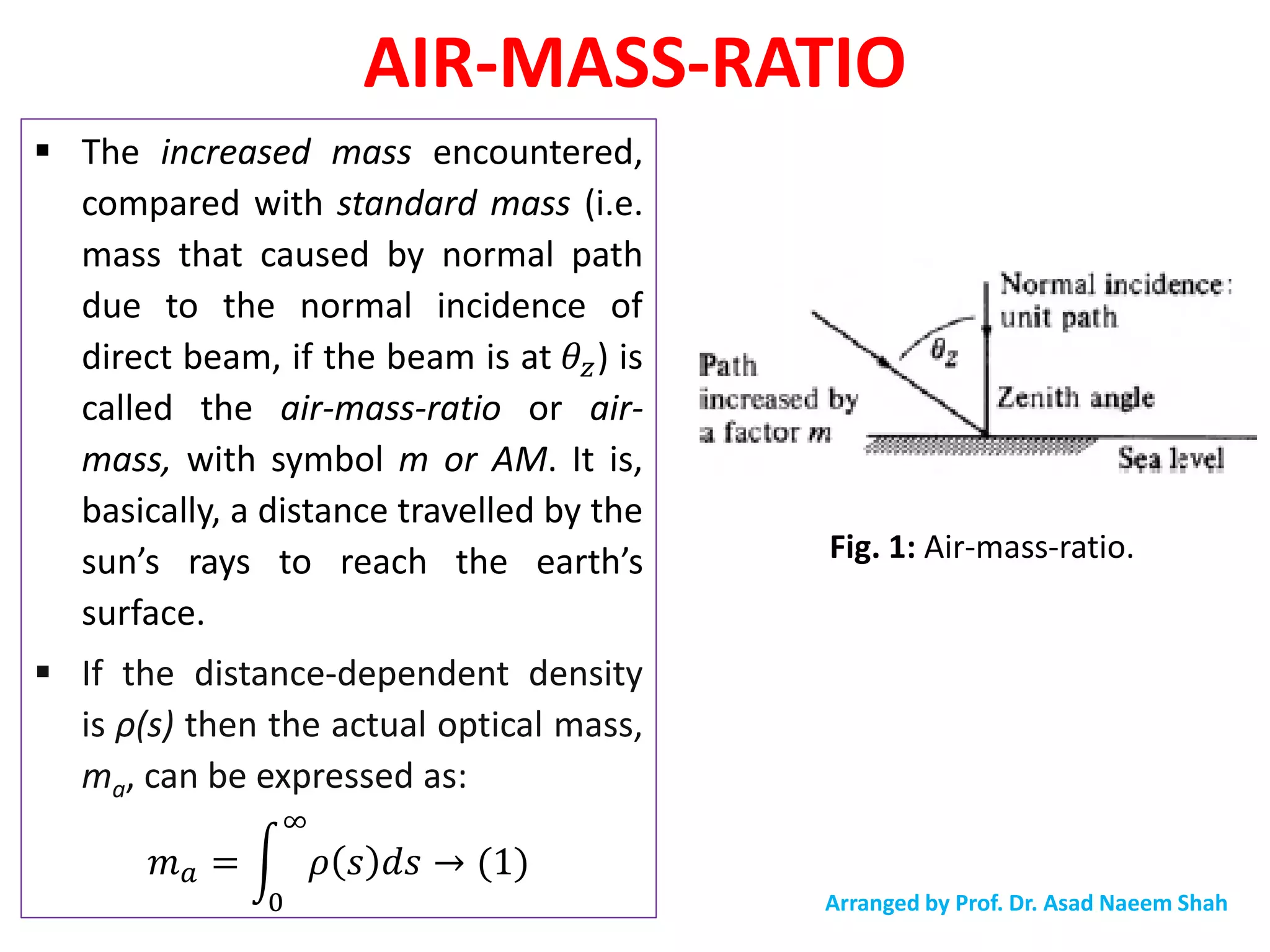 Air mass ratio Ch.2 Solar radiation and the greenhouse effect part-2 | PDF