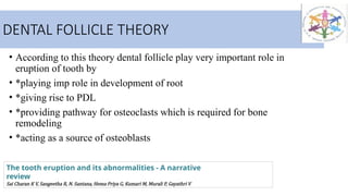 Eruption of tooth and theories of eruption in primary tooth | PPTX