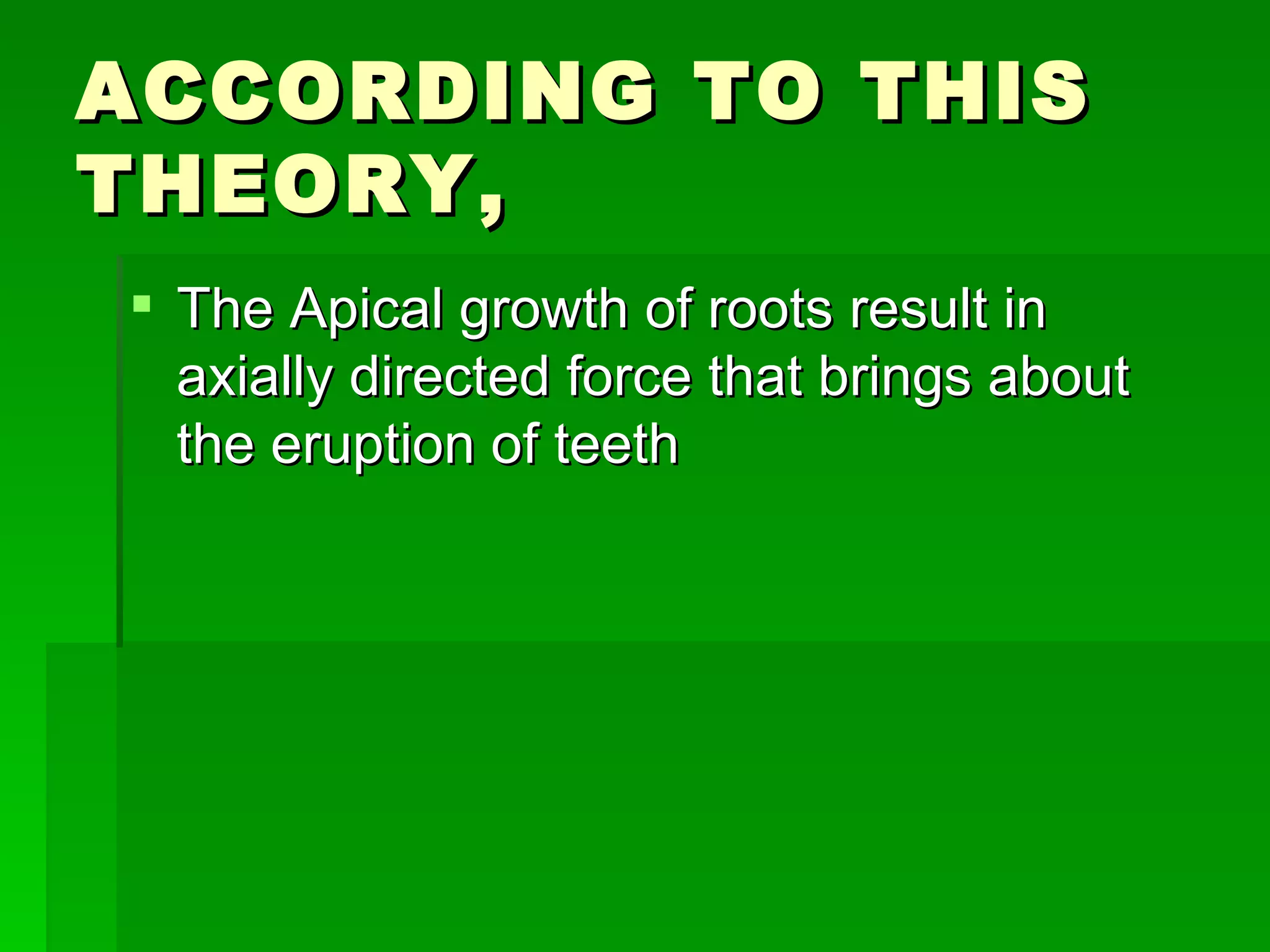 Eruption Theory..root elongation theory | PPT